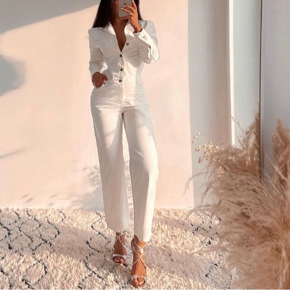 Zara | Pants & Jumpsuits | Zara Nwt Button Up Denim Jumpsuit | Poshmark